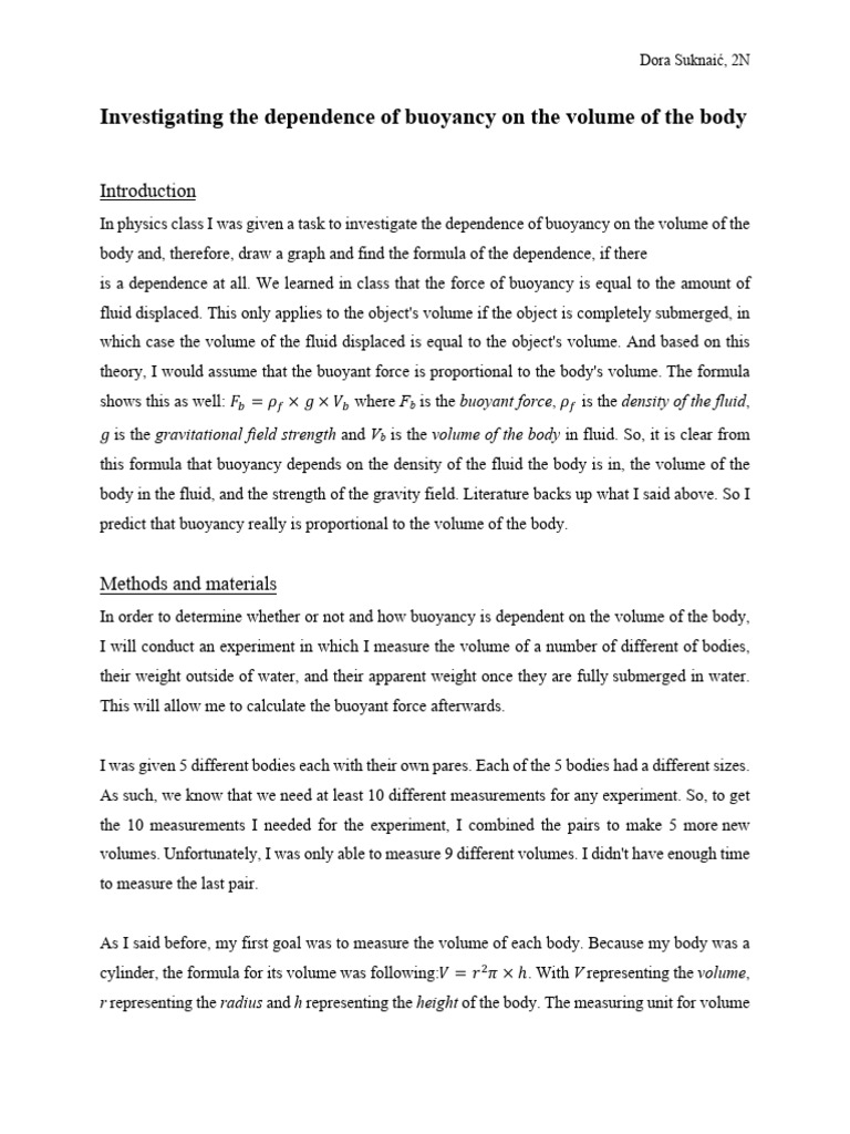 Physics Report | PDF | Buoyancy | Density