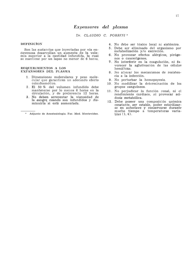 Expansores de Plasma: Guía Clínica | PDF | Especialidades Medicas ...