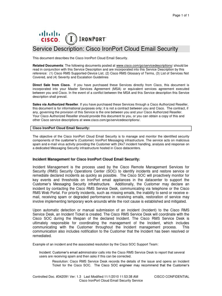 Cisco IronPort Email Security Overview | PDF | Cloud Computing | Databases