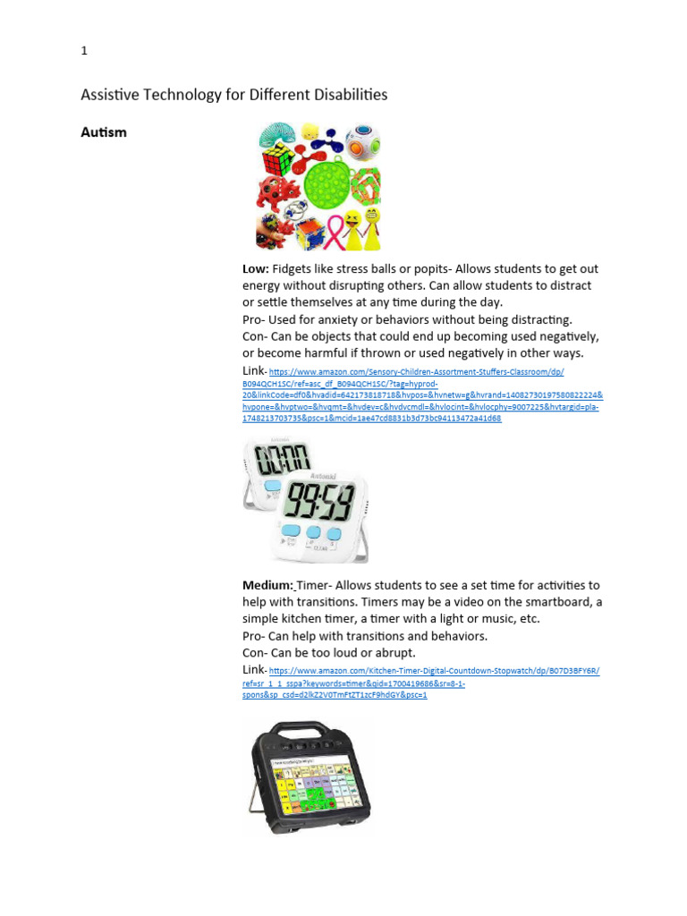 Assistive Technology For Different Disabilities | PDF | Visual ...
