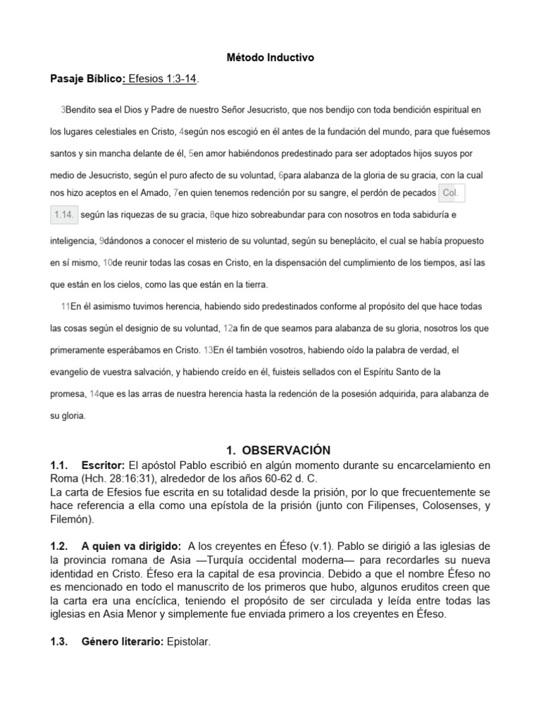 Efesios 1 Pdf Cristo Título Pablo El Apóstol