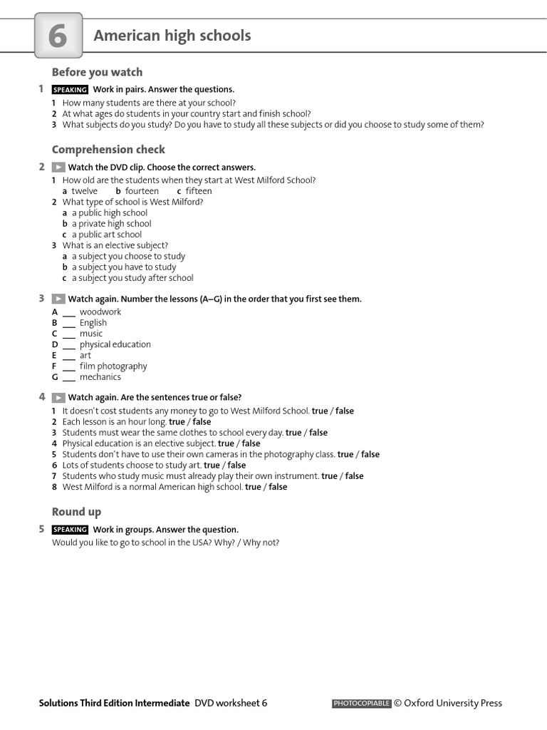 Unit 6 American High Schools | PDF | Schools | Middle Schools