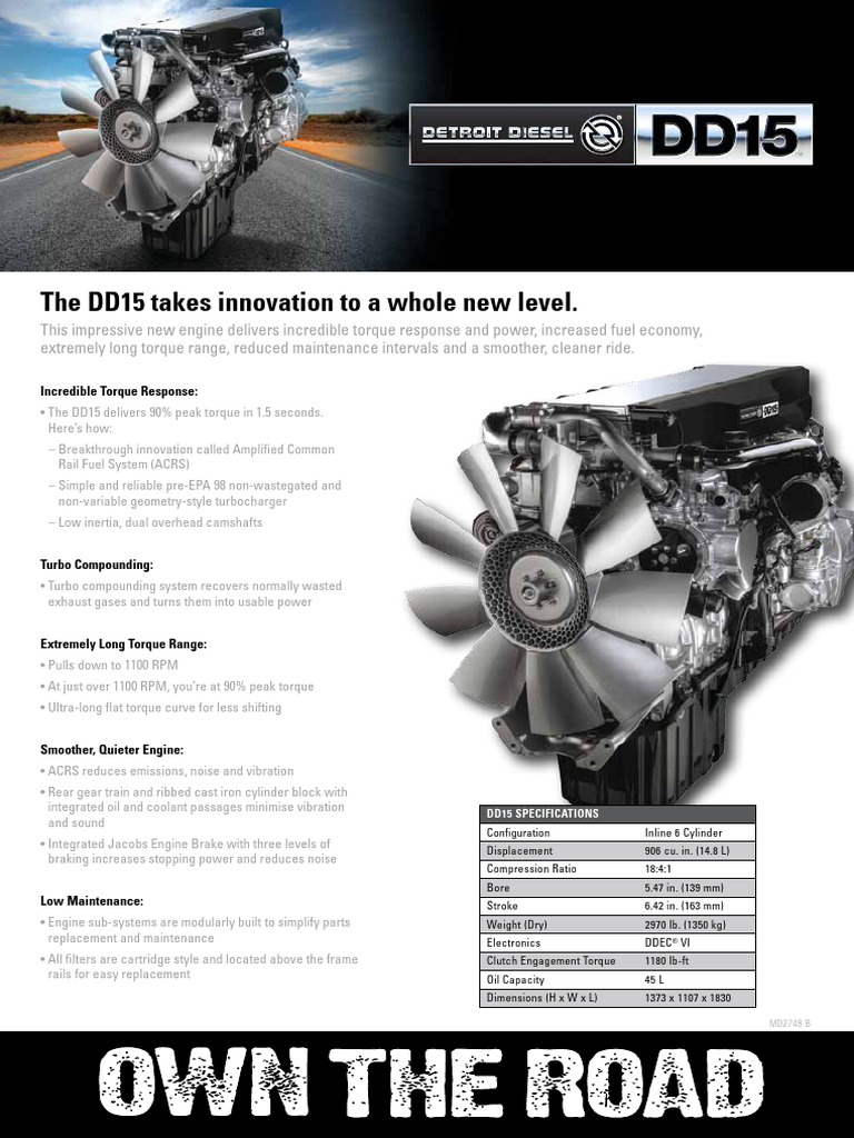 DD 15 Spec Sheet | PDF | Turbocharger | Engines