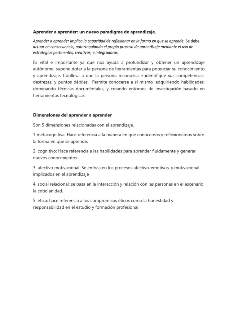 Aprender A Aprender | PDF