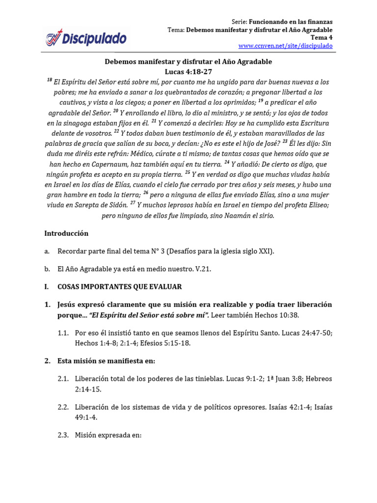 Debemos Manifestar y Disfrutar El Año Agradable. AP. Raúl Ávila | PDF ...