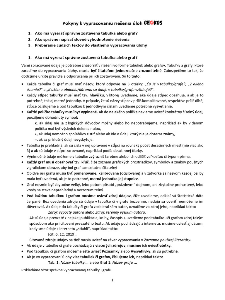 Pokyny K Vypracovaniu Riesenia | PDF