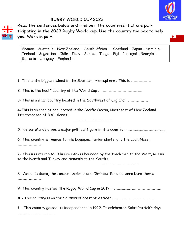 Questionnaire Rugby World Cup | PDF | Rugby Union | International Rugby ...