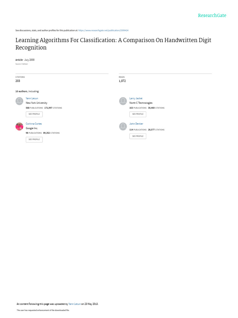 Learning Algorithms For Classification A Compariso | PDF | Principal Component Analysis ...