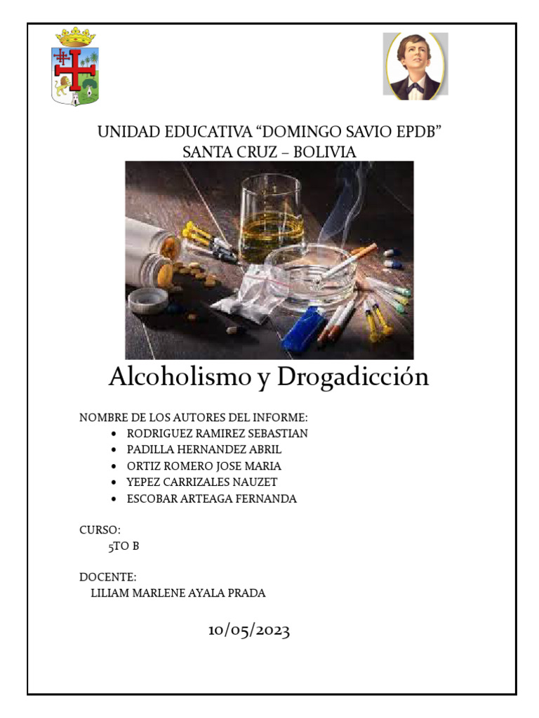 Alcoholismo y Drogadicción 5to B | PDF | La dependencia de sustancias | Alcoholismo