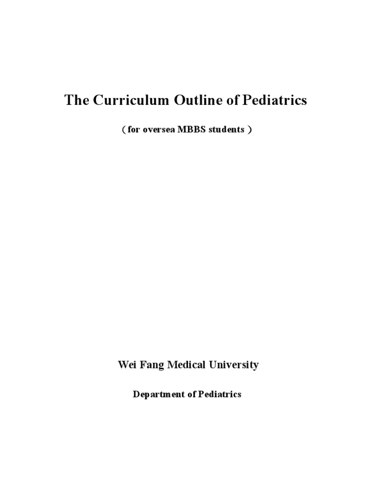 Pediatric Curriculum Outline for MBBS Students | PDF | Child ...