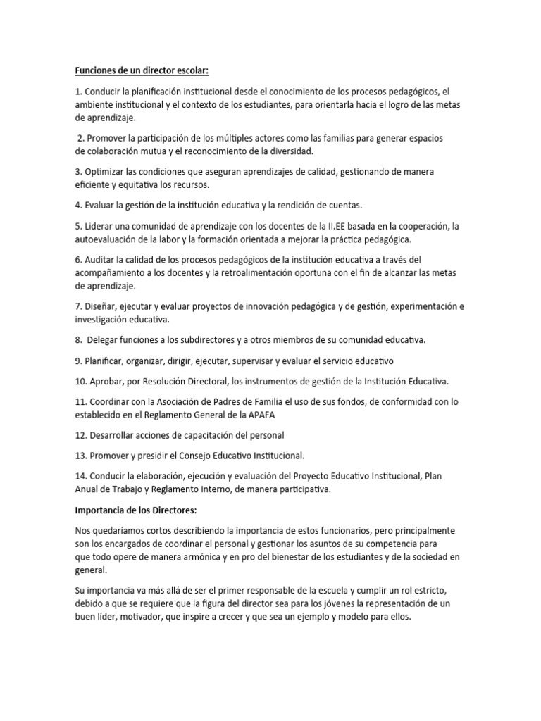 Funciones de Un Director Escolar | Descargar gratis PDF | Liderazgo ...