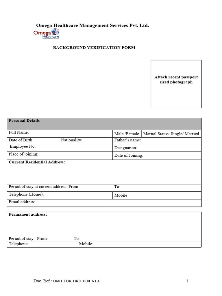 Background Verification Form | PDF | Temporary Work | Government