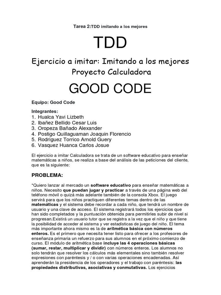 TDD Good | PDF | Calculadora | Ligero