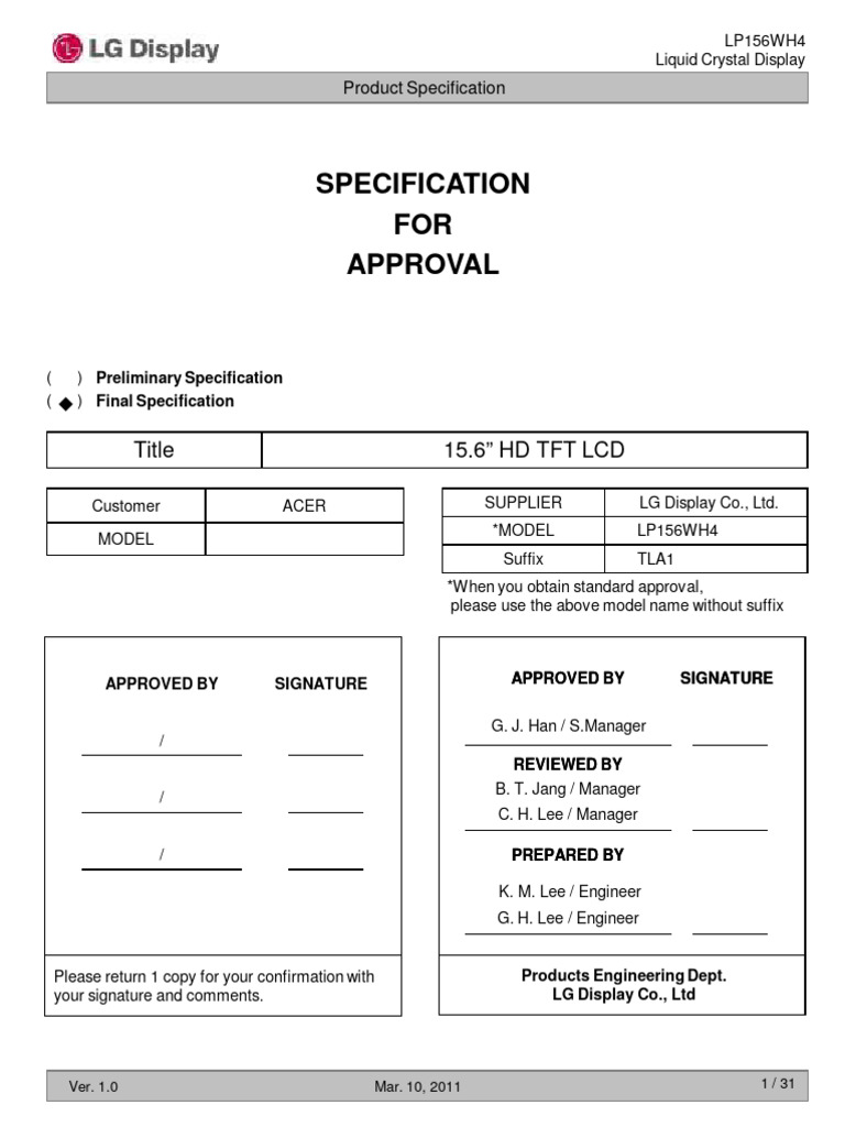 LG LP156WH4-TLA1 Schematics | PDF | Liquid Crystal Display | Computer ...