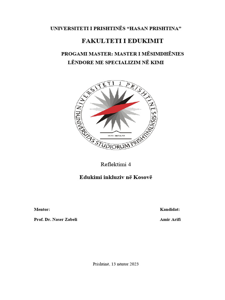 Reflektimi 1. Amir Arifi, EI | PDF