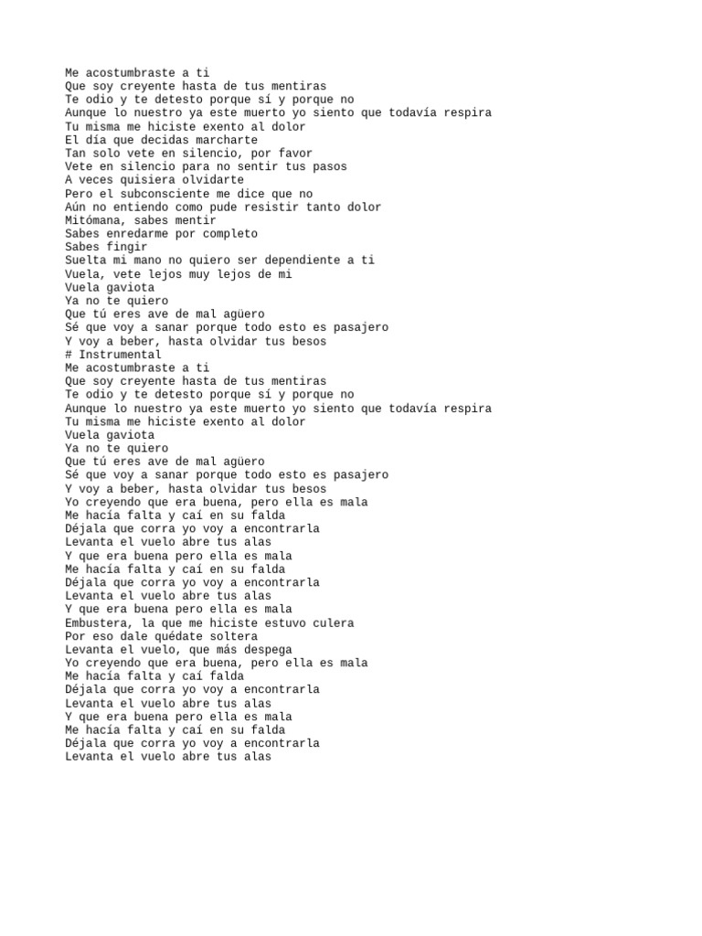 Letra Vuela Gaviota Luister La Voz | PDF | Poesía