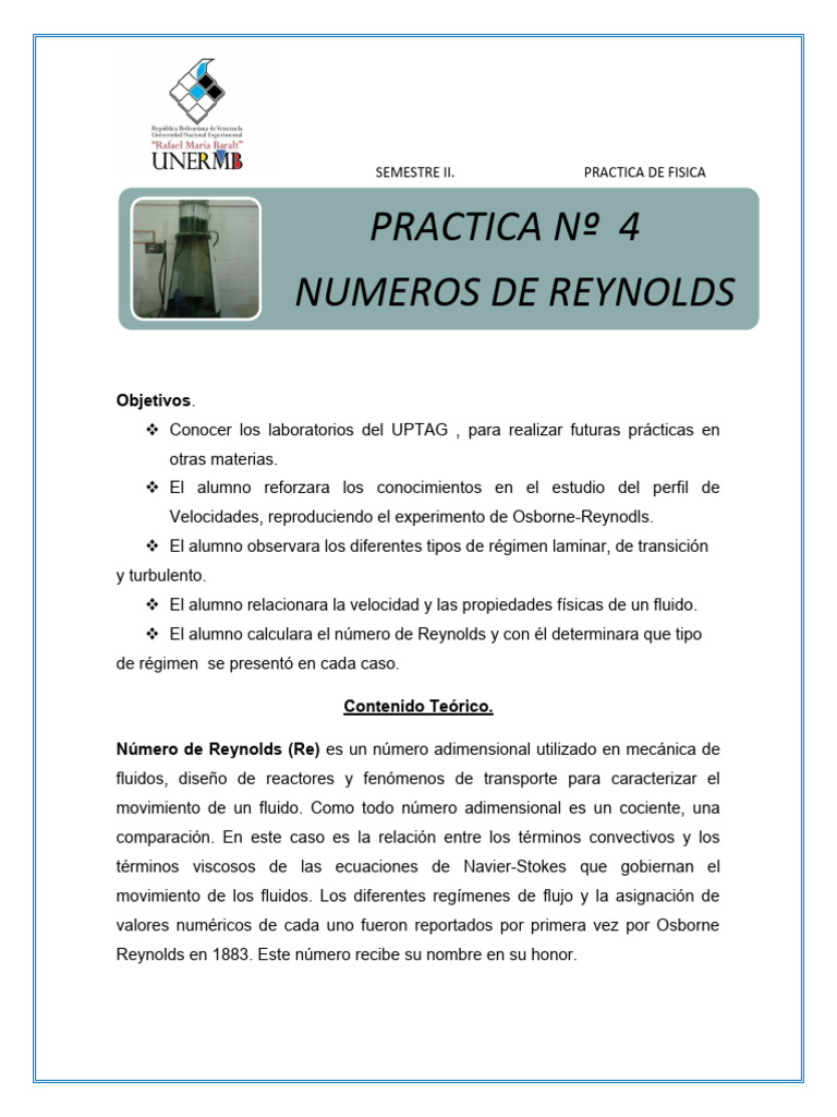 Practica de Reynolds | PDF | Numero Reynolds | Gases