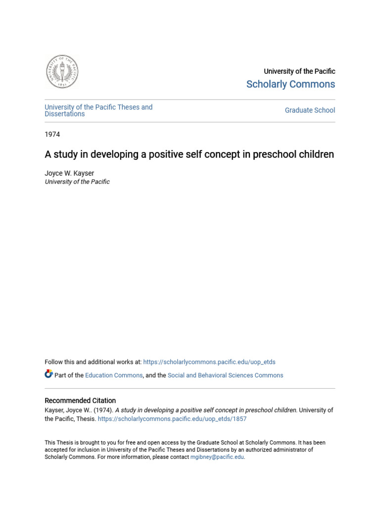 A Study in Developing A Positive Self Concept in Preschool Childr | PDF ...