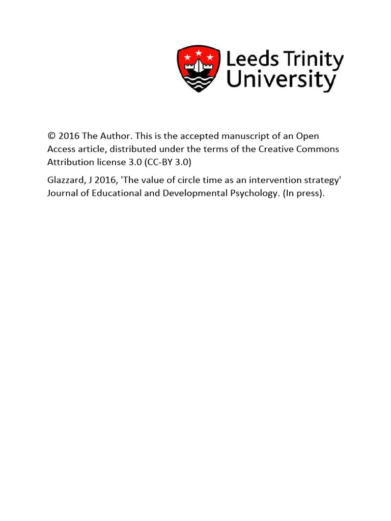 Circle Time For Journal of Educational and Developmental Psychology ...