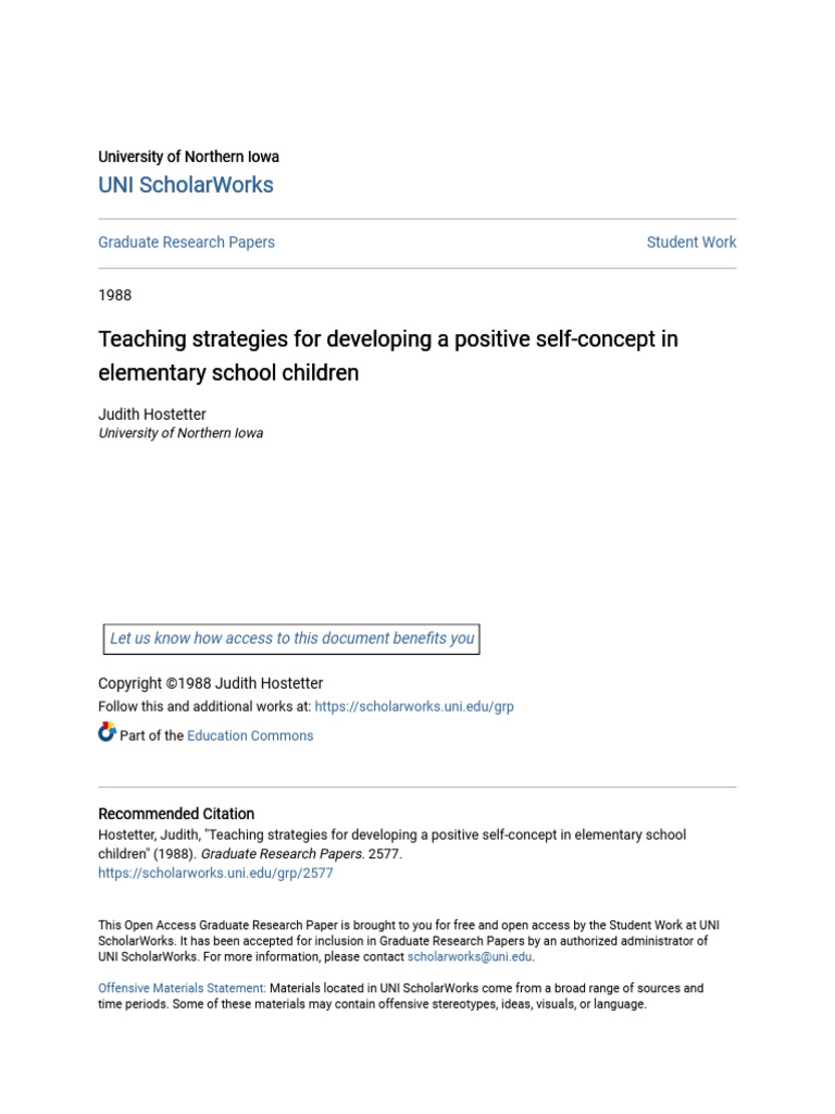 Teaching Strategies For Developing A Positive Self-Concept in Ele ...