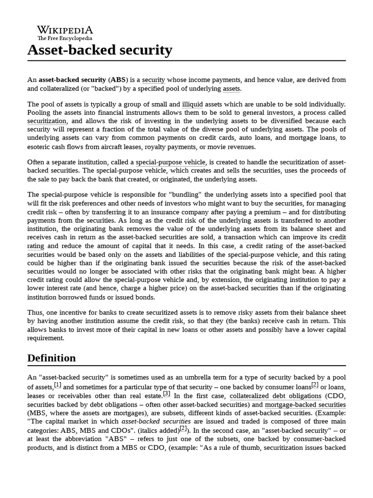 Asset-Backed Security | Download Free PDF | Asset Backed Security ...