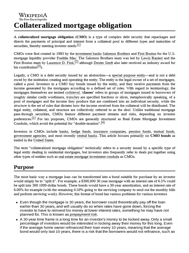 Understanding Collateralized Mortgage Obligations | PDF | Demand For ...