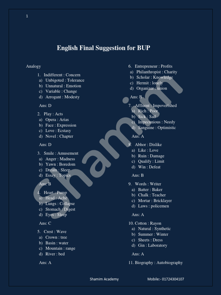 English Final Jusuggestion Bup Fbs-Unlocked | PDF | Verb | Language ...