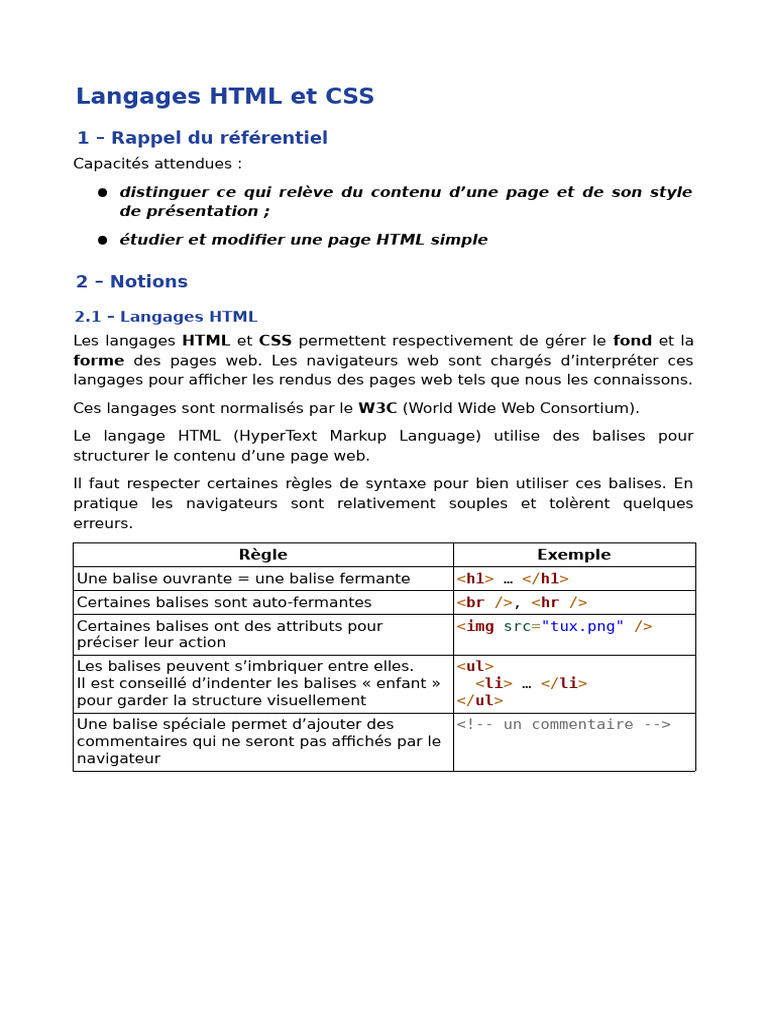 Introduction aux langages HTML et CSS | PDF | Langage de balisage | Html