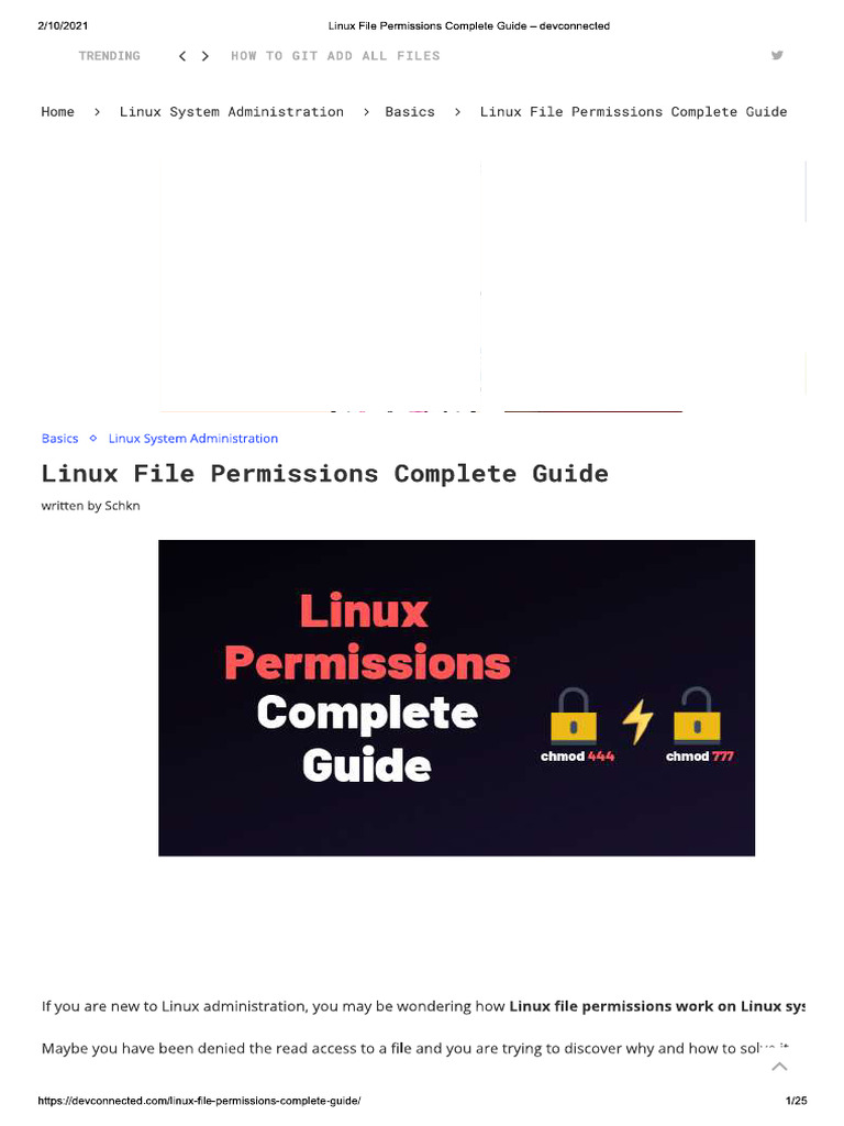 Linux File Permissions Complete Guide | PDF