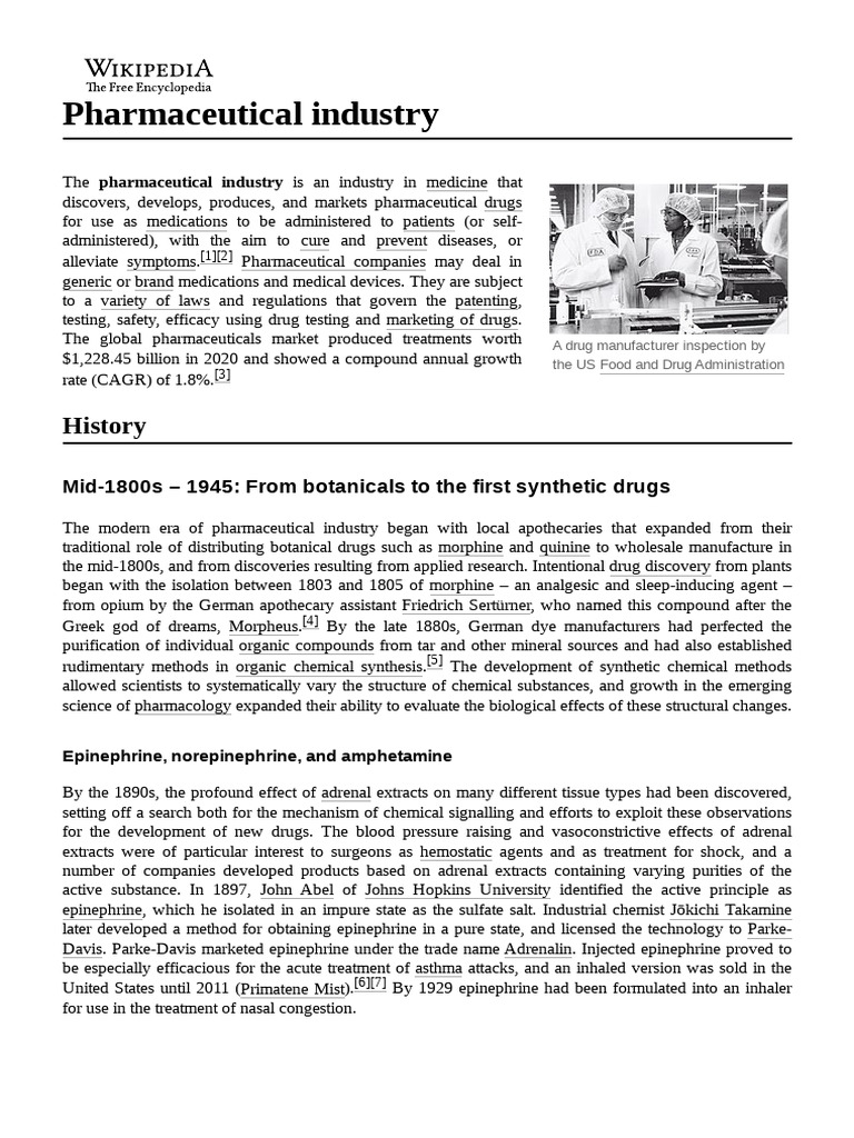 History of Pharmaceutical Industry | PDF | Pharmaceutical Industry ...