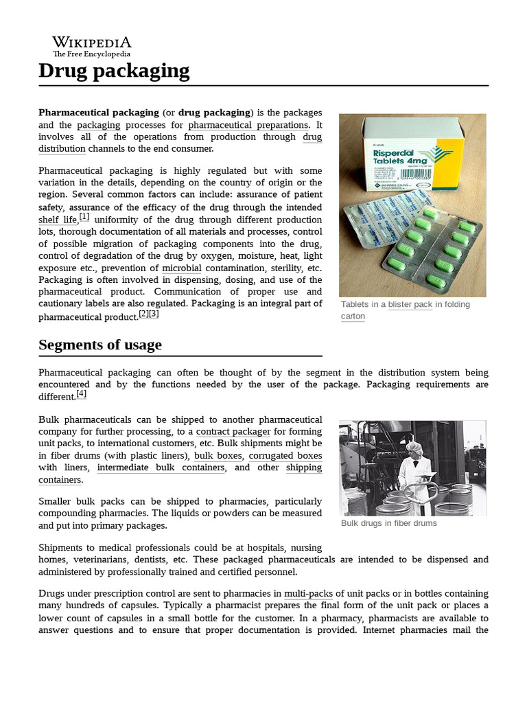 Drug Packaging | PDF | Pharmacology | Pharmacy