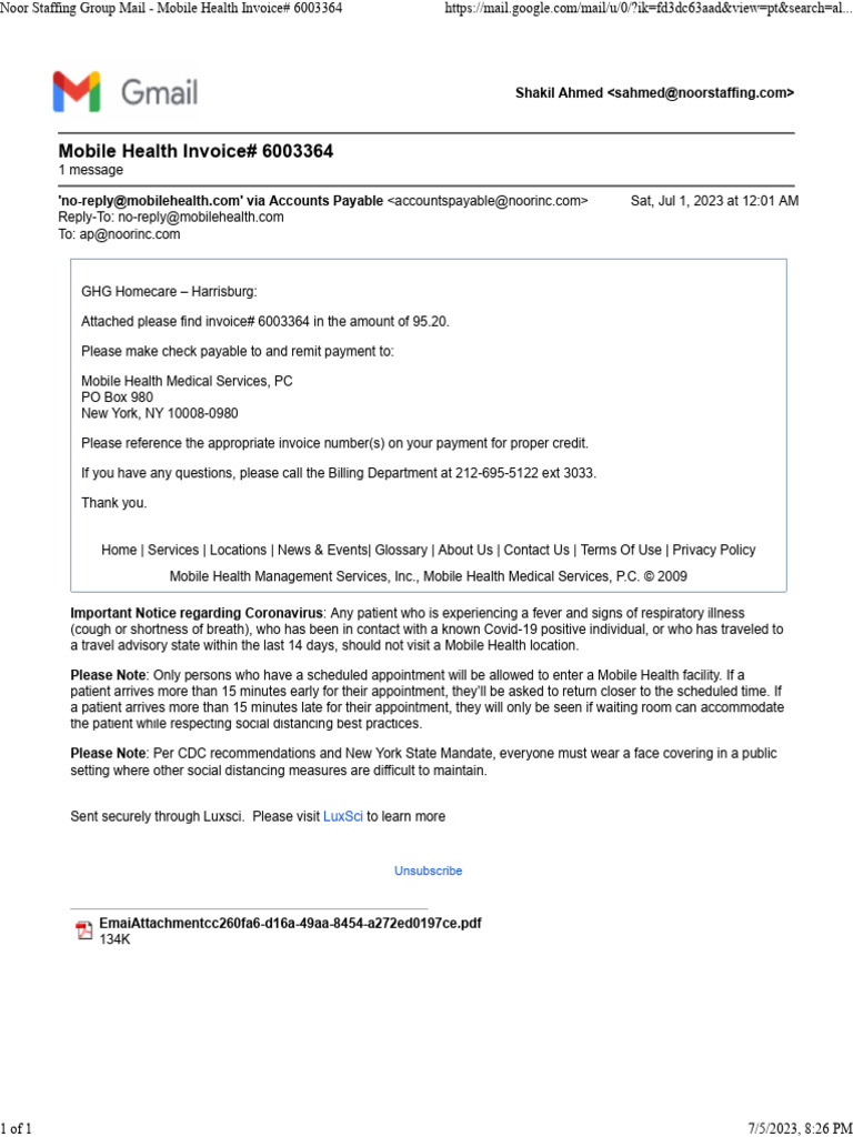 EmaiAttachment Email | PDF | Medicine | Health Care