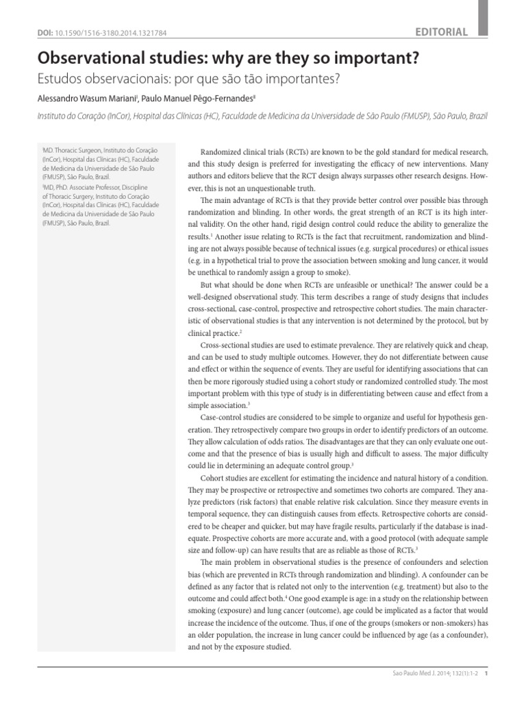 Importance of Observational Studies | PDF | Randomized Controlled Trial ...