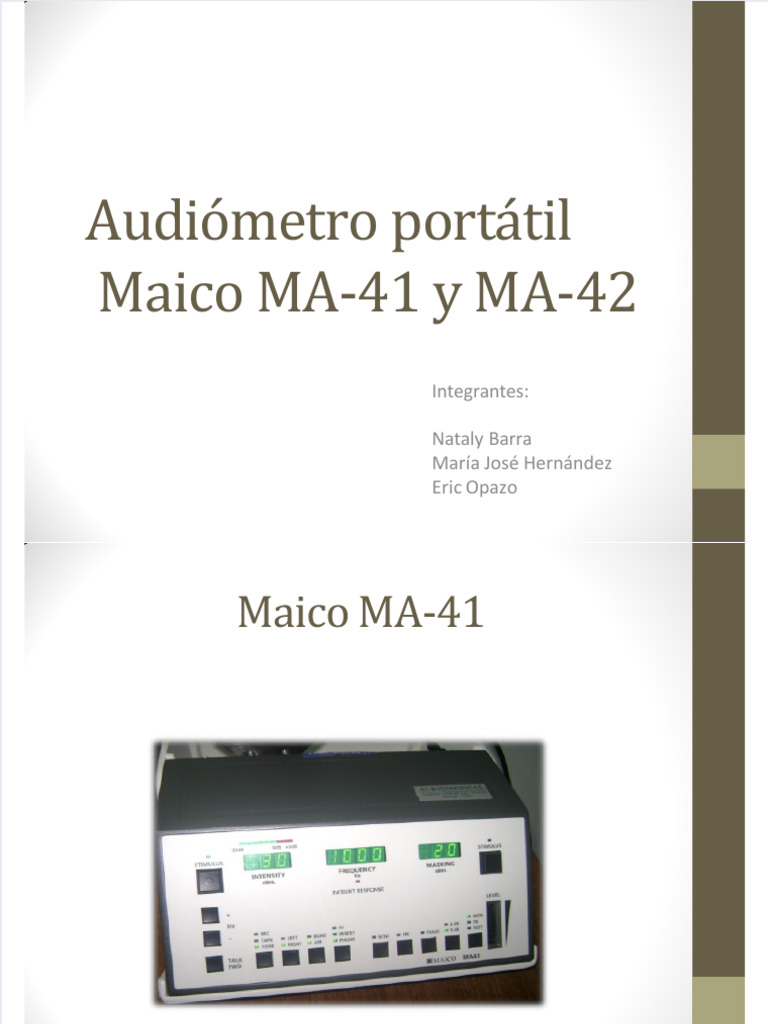 Dokumen - Tips Audiometro Portatil Maico Ma 21 y Ma 42 | PDF | Bienes manufacturados | Electrónica