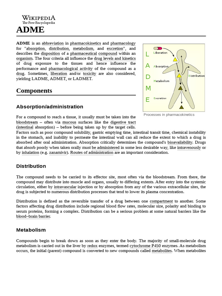 ADME | PDF | Products Of Chemical Industry | Medical Specialties