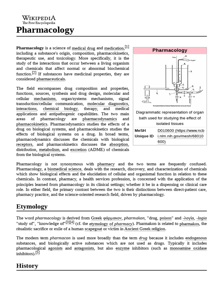 Pharmacology | PDF | Pharmacology | Medicine