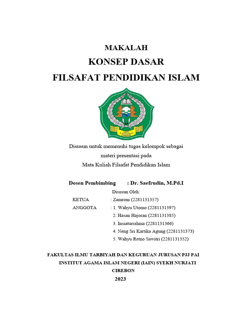 Konsep Dasar Filsafat Pendidikan Islam | PDF