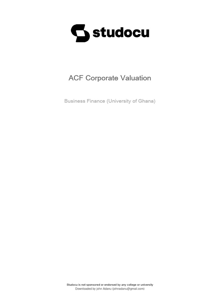 Acf Corporate Valuation | PDF | Discounted Cash Flow | Valuation (Finance)