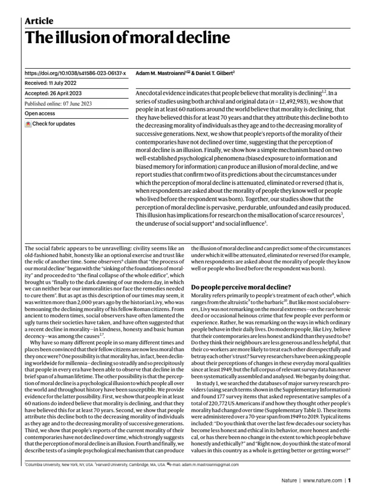 Moral Decline | PDF | Morality | Cognition