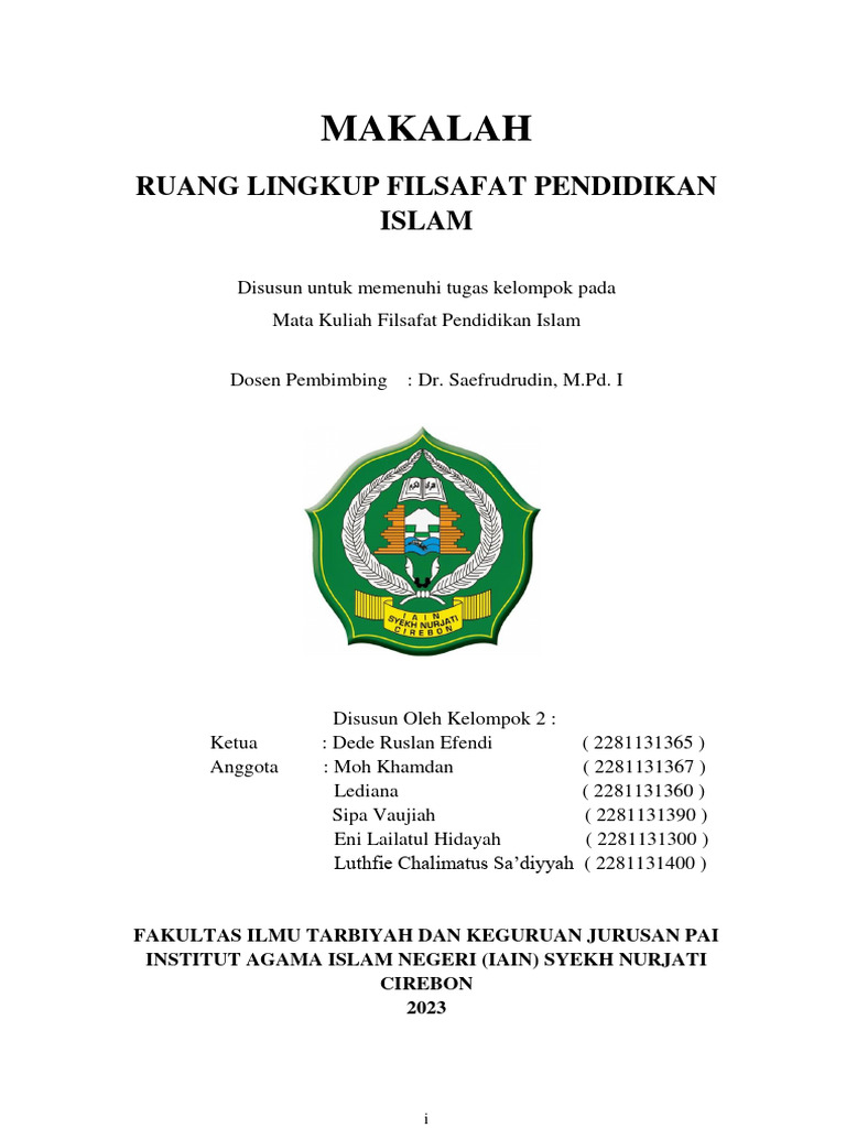 Ruang Lingkup Filsafat Pendidikan Islam | PDF | Karier & Perkembangan | Sains & Matematika