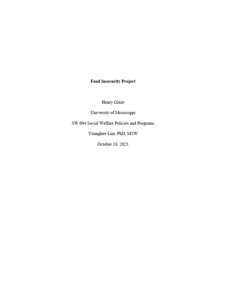 Food Insecurity Project | PDF | Supplemental Nutrition Assistance ...