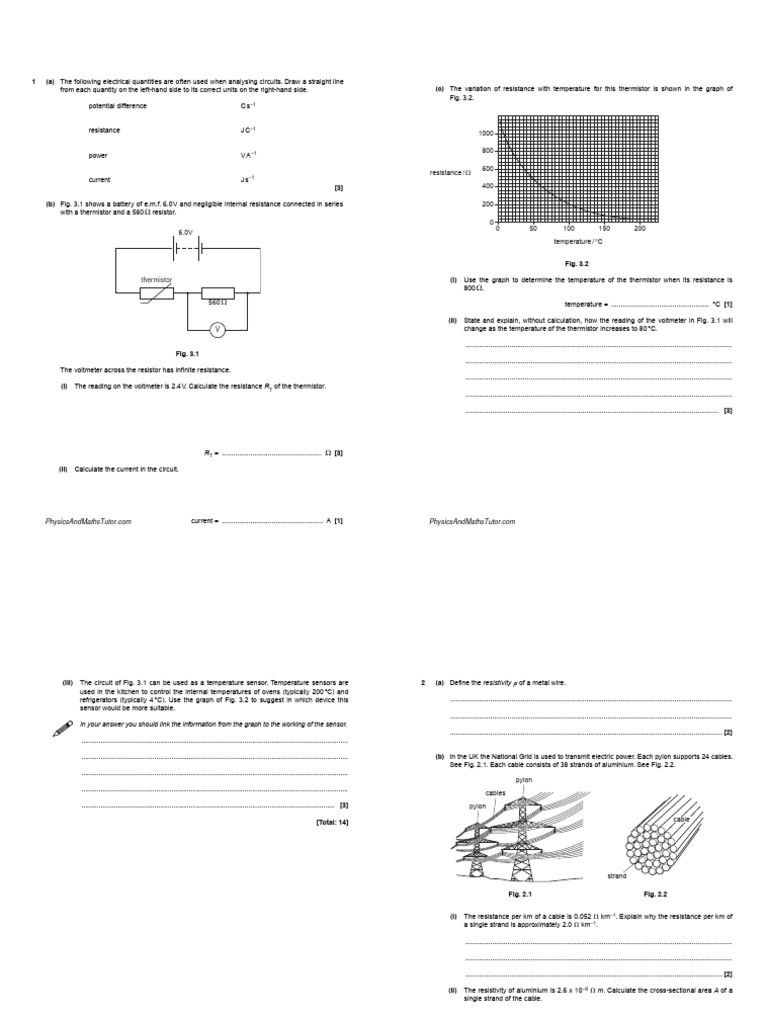 Energy, Power & Resistance 6 QP | PDF | Electrical Resistance And ...