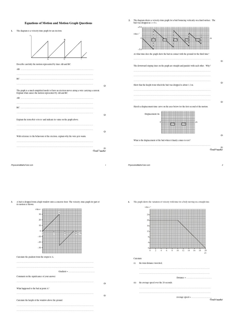 Equations & Graphs of Motion | PDF | Speed | Acceleration