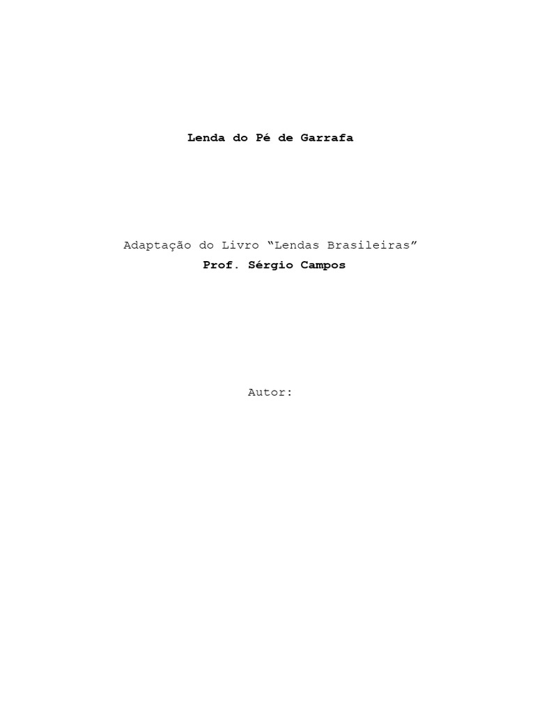 Lenda Do Pé de Garrafa | PDF