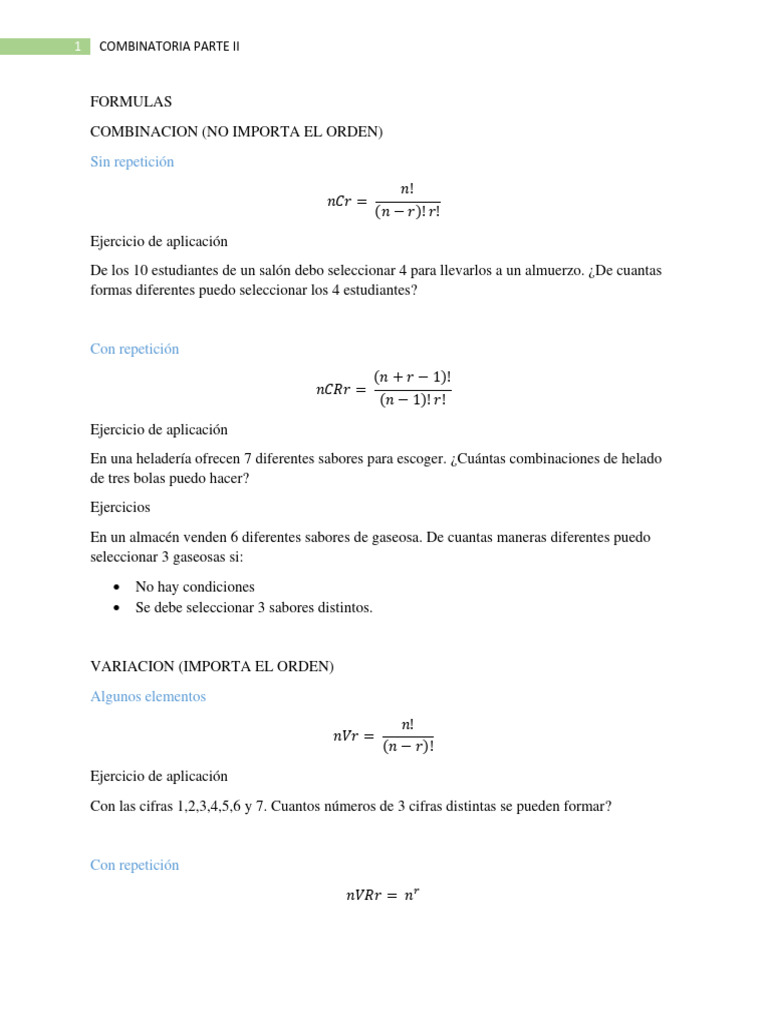 Combinatoria Parte 2 Pdf Combinatoria Teoría De Los Números