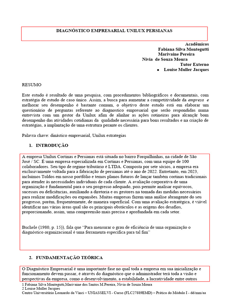 Modelo Paper - Diagnostico Empresarial | PDF | Análise SWOT ...