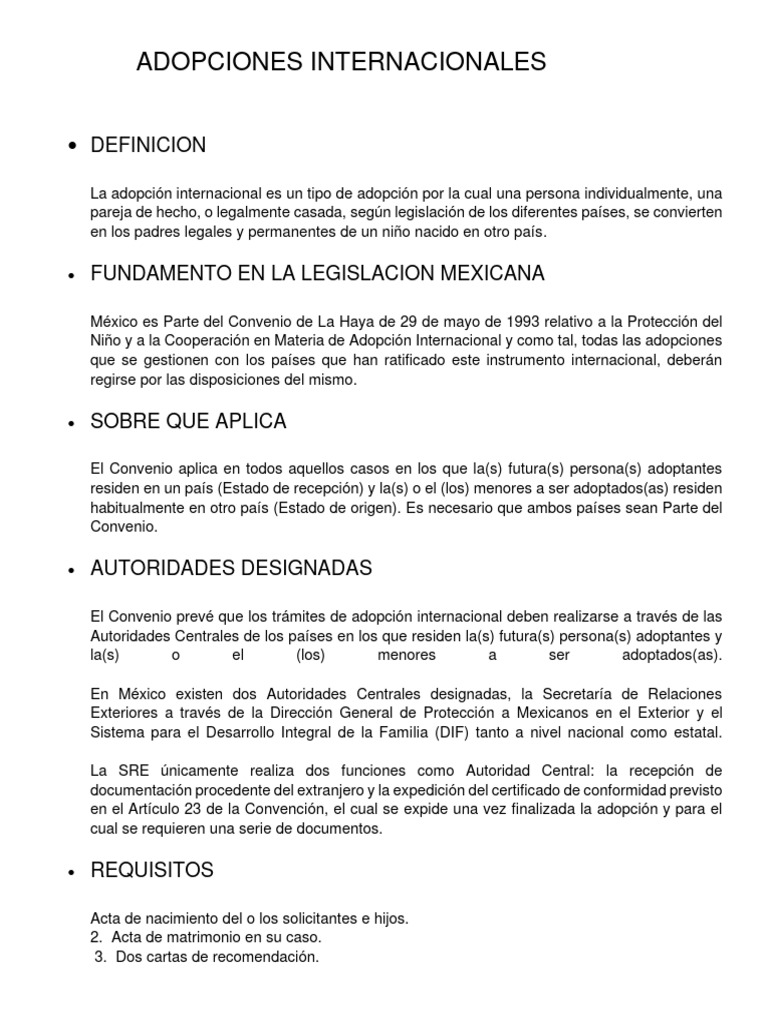 Adopciones Internacionales | PDF | Adopción | Certificado de nacimiento