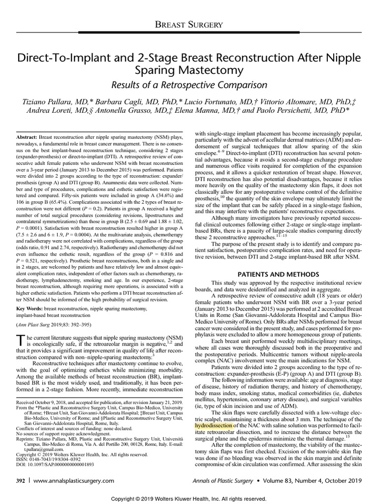 Pallarda Et Al. 2019 | PDF | Mastectomy | Breast Cancer