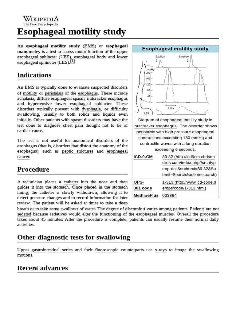 Esophageal Motility Study | PDF | Esophagus | Digestive Diseases