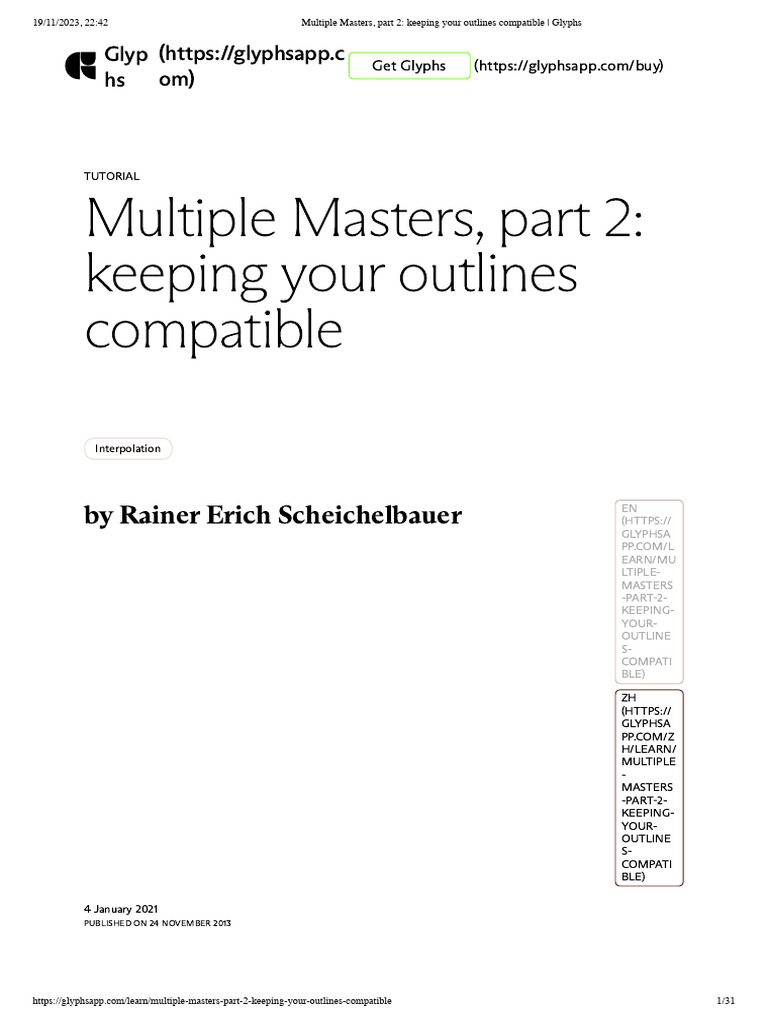 Multiple Masters, Part 2 - Keeping Your Outlines Compatible - Glyphs ...